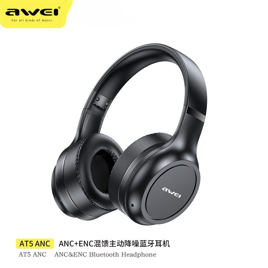 Awei AT5 ANC ENC Bluetooth Headphone 38H Playtime Deep Bass Active ...